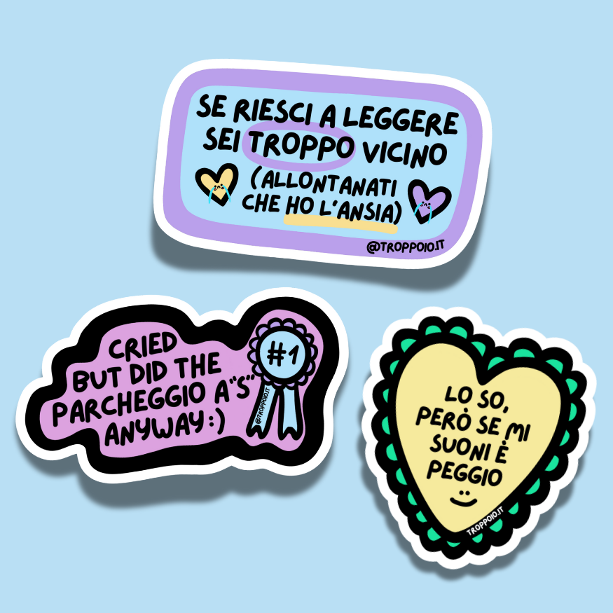 pack 3 sticker macchina | sticker per auto – troppoio.it